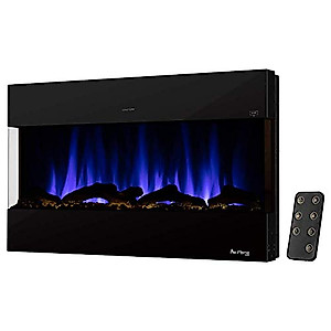 e-Flame USA Hampshire 36-inch Wall Mount/Wall Insert LED Electric Fireplace Heater with Timer - Realistic 3-D Logs and Fire Effect