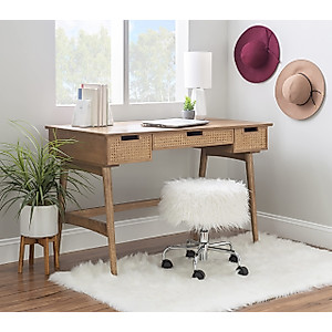 Linon Natural Dutton Wood and Rattan Desk