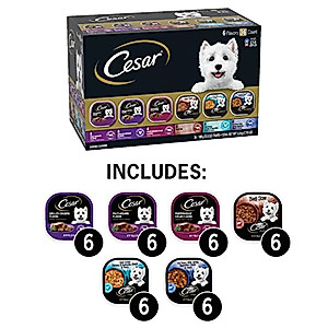 CESAR Wet Dog Food HOME DELIGHTS & Classic Loaf in Sauce Variety Pack, (36) 3.5 oz. Easy Peel Trays