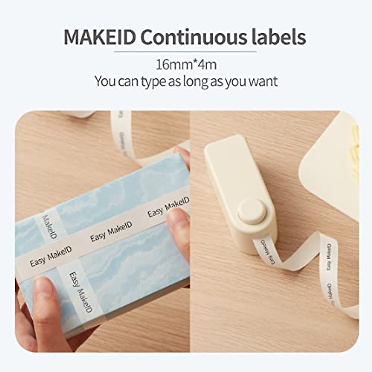 MakeID HD(300dpi) Label Maker Machine with 4 Rolls Tape, Bluetooth Multifunction Label Printer Available for Smartphone, Smart Sticker Maker with Multiple Templates for Office Home Organization