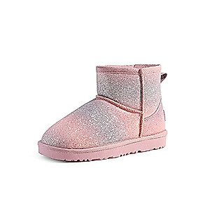 DREAM PAIRS Girls Boys Boots Kids Winter Ankle Faux Fur Lined Snow Shoes FuzzyClassic Kid's Low Boot for Toddler/Little Kid/Big Kid,Size 3 Little Kid,Pink/Camouflage,KSB214