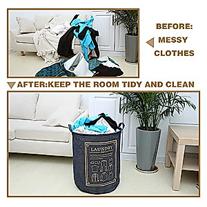 Laundry baskets foldable storage baskets large capacity baskets waterproof denim fabric for Toys and Clothes