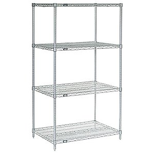 Nexel Poly-Z-Brite Adjustable Wire Shelving Unit, 4 Tier, Heavy Duty Organizer Rack Multi-Purpose Storage Shelf, 14" x 72" x 74"