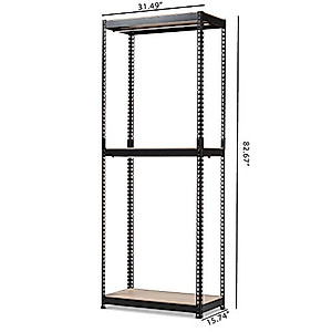 Baxton Studio Gavin 3 Shelf Metal Closet Coat Rack Storage Organizer