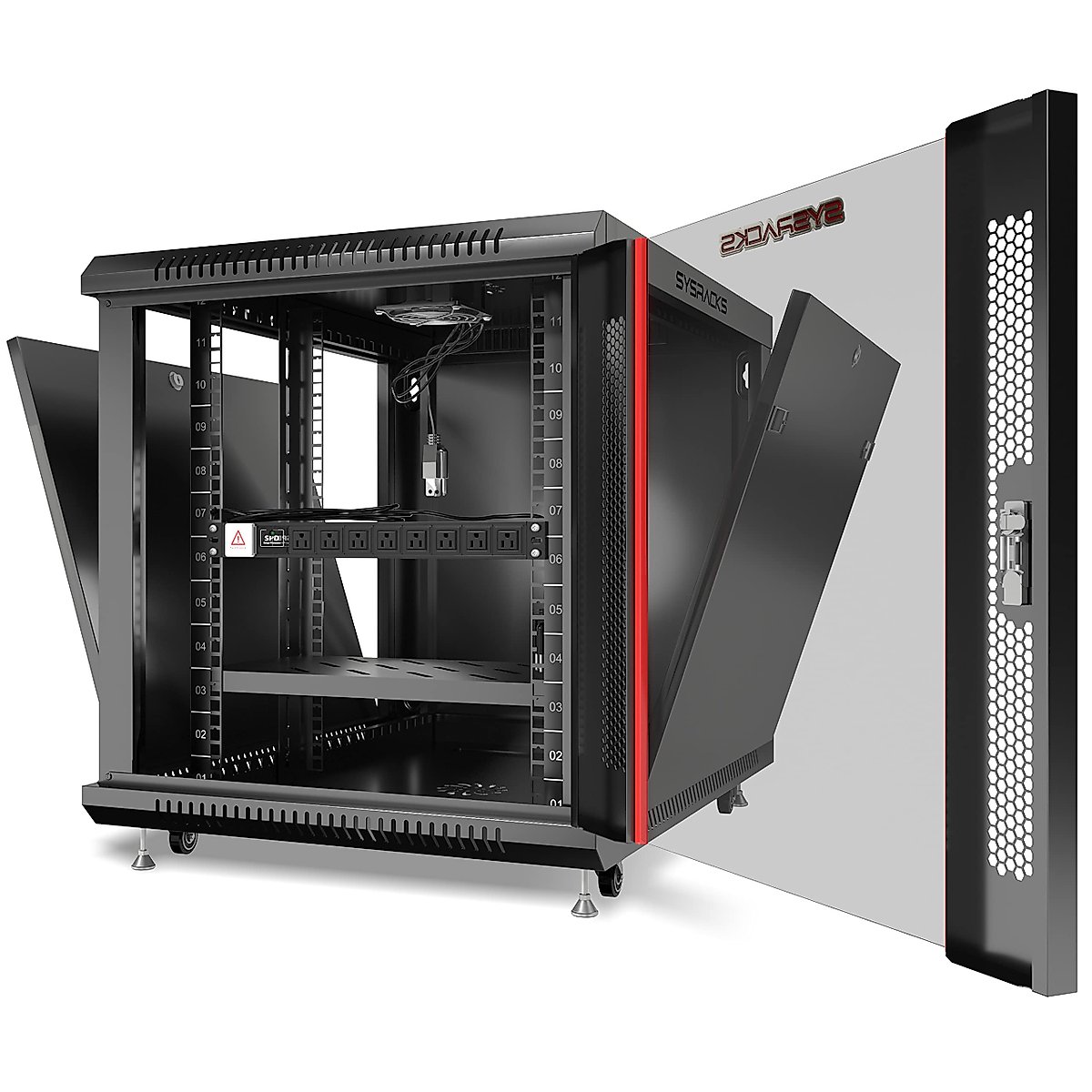 Sysracks Server Rack Network Cabinet Rack 35 inch Deep Lockable Server on Casters with - POWERBAR - Shelf - Fan - Hardware - for Data - AV - Computer - Networking - PC Equipment (12U 35-Inch Depth)