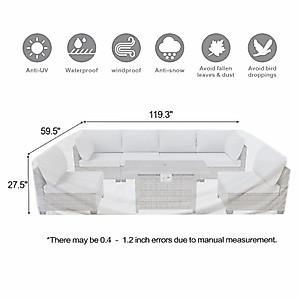SUNPEAK Patio Furniture Covers Q01 Series Waterproof Outdoor Furniture Covers for Winter Outdoor Rectangle Table and Chair Set Covers, Dust Proof Furniture Protective Cover 119" L x 59.5" W x 27.5" H