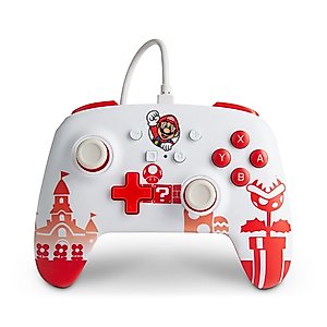 PowerA Enhanced Wired Controller for Nintendo Switch - Mario Red/White, Gamepad, game controller, wired controller, officially licensed (Nintendo Switch)