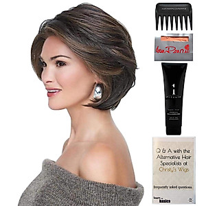 Bundle - 5 Items: In Charge Wig by Raquel Welch, Christy's Wigs Q & A Booklet, 2oz Travel Size Wig Shampoo, Wig Cap & Wide Tooth Comb - Color: SS8_12
