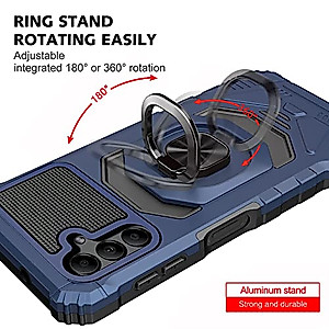 MLDWH for Samsung Galaxy S23 Phone Case with Tempered Glass Screen Protector, Ring Kickstand for Magnetic Car Mount, Heavy Duty Shockproof Cover for Samsung Galaxy S23 (Blue)