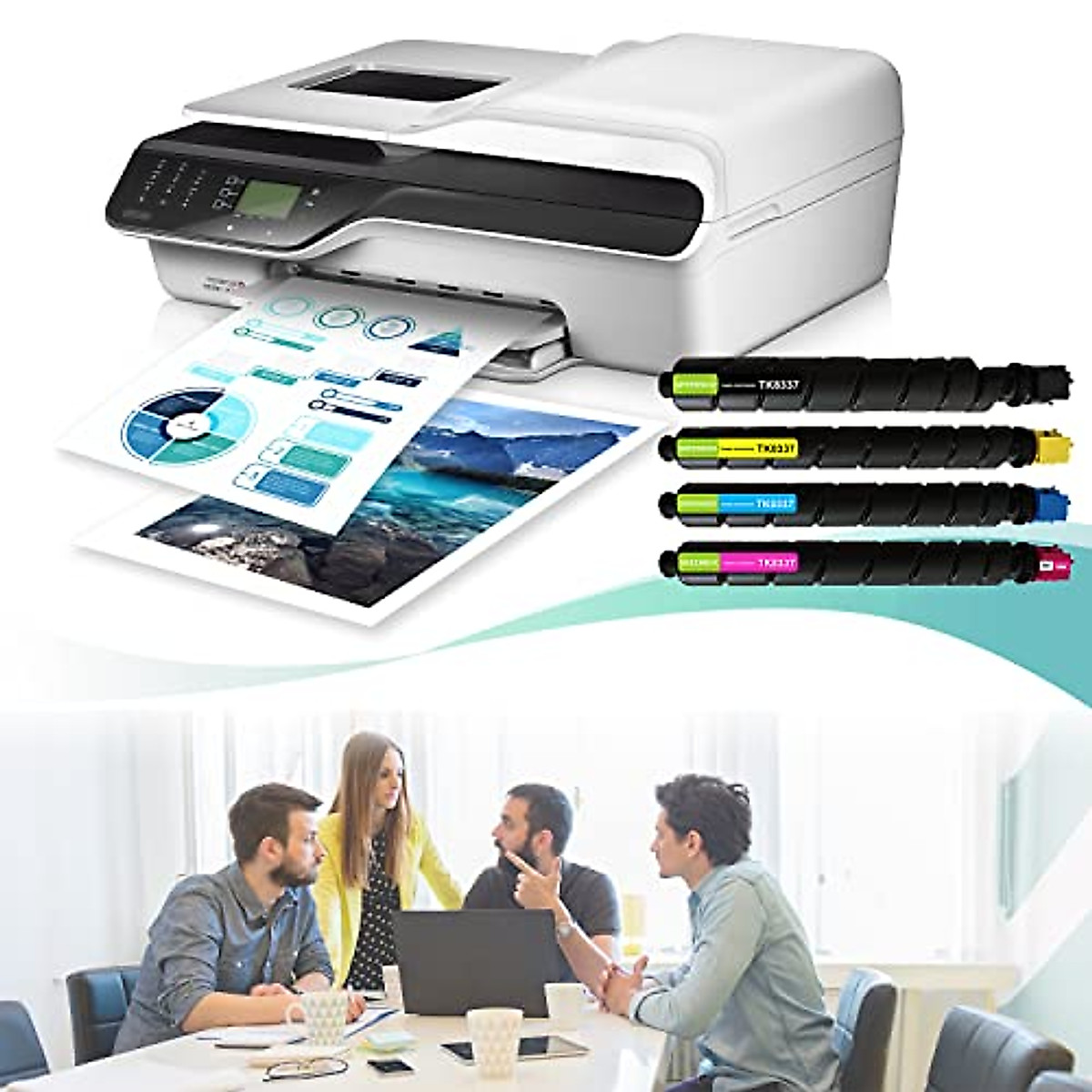 GREENBOX Compatible TK8337 TK-8337 High Yield Toner Cartridge Replacement for TK-8337K TK-8337C TK-8337Y TK-8337M for 3252ci 3253ci 2552ci CS2552ci CS3252ci Printer (4 Pack, 25,000 Pages)