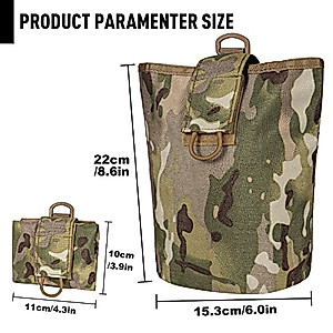 Dump Pouch Tactical Belt Molle Mag Pouches,Roll Up Foldable Recovery Utility Magazine Tool Waist Storage Bag.