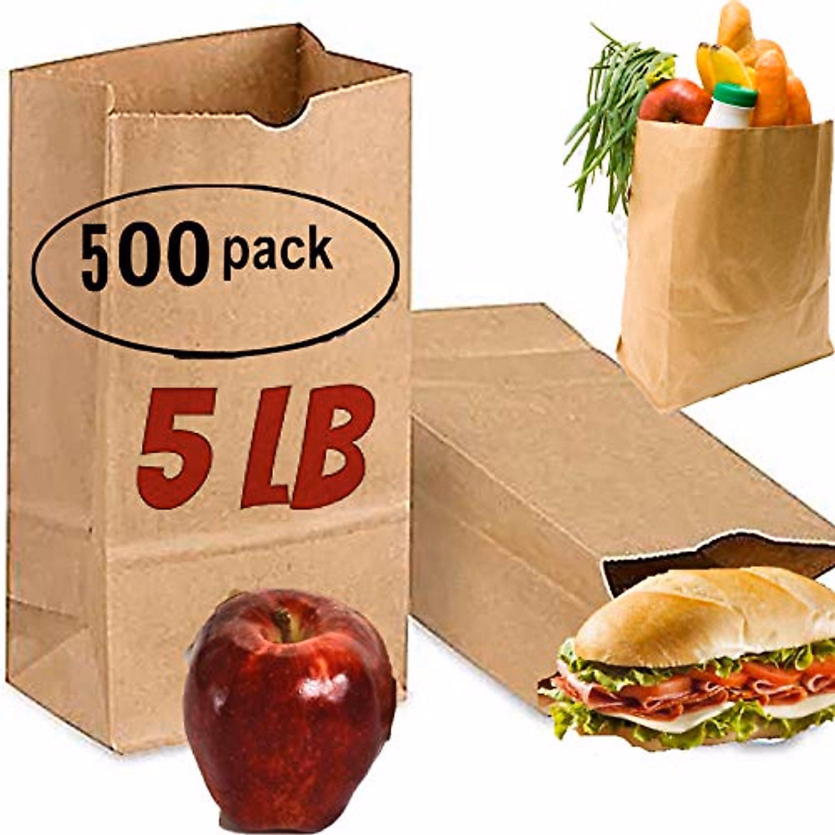 brown kraft paper bags 5 lb 500 brown paper lunch bags 5 Pound brown paper sacks lunch sandwich brown paper bags Lunch Bags, Party Bags Pack of 500 brown lunch bags bulk (brown)