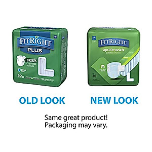 FitRight OptiFit Extra+ Adult Diapers with leak stop guards, Disposable Incontinence Briefs with Tabs, Moderate Absorbency, Large, 44"-56", 20 Count (Pack of 4)