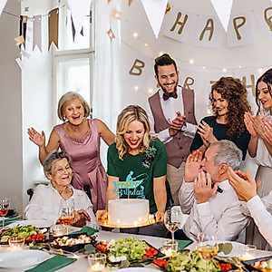 Fisherman Happy Birthday Cake Topper, Glitter Happy 30th 40th 45th 50th 60th 70th Birthday Cake Decoration, Funny Fishing Fisherman Theme Party Supplies - Sky Blue&Golden