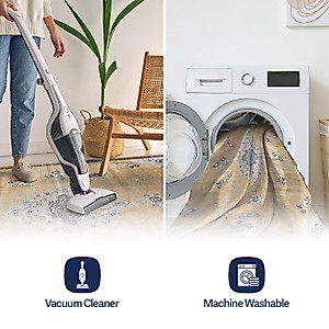 Beverly Rug Non Slip Rugs 8x10 Boho Medallion Floral Non Skid Rubber Backing Easy Silk Soft Area Rug for Living Room Easy to Clean Non Shedding Kitchen Bedroom Indoor Carpet (8 x 10 Yellow - Gray)