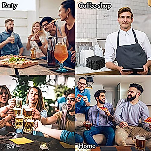 24 Pieces Black Slate Coasters with Holder Square Stone Coasters for Drinks 4 x 4 Inch Rustic Handmade Bar Coasters Set with Anti Scratch Bottom for Coffee Table Kitchen Home