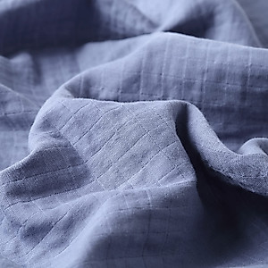 POMISO Muslin Swaddle Blankets, Baby Swaddle Blanket, Large 47 x 47 inches Muslin Baby Blanket wrap for Baby Boys and Girls, 4 Pack, Solid Color, Grey Blue White Green