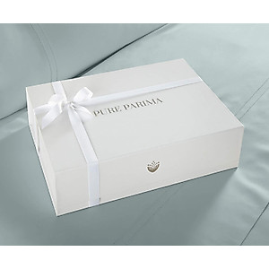 Pure Parima Luxury Duvet Cover Set 100% Certified Egyptian Cotton, Cool Breathable Ultra Soft Double Hem-Stitched Sateen Weave, Hidden Zipper Closure 1 Duvet Cover and 2 Pillow Shams (Spa, Queen)
