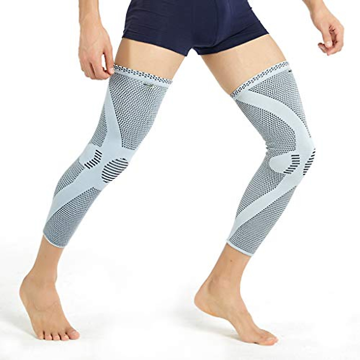NeoTech Care Knee & Leg Sleeve - Breathable - Medium Compression - Grey (Size L, 1 Pair)