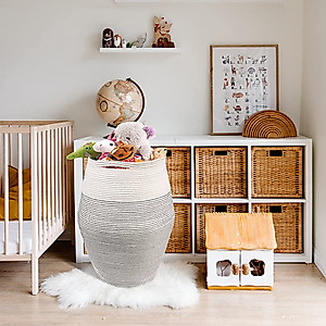 ROPECUBE 145L laundry basket with Lid, Large Foldable Laundry Hamper for laundry with net bag,Clothes Basket Organizer with 2 storage bag for Bedroom and Bathroom (White 俺的 Gray)