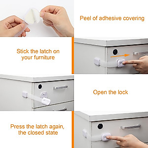 Child Safety Strap Locks 12 Pack Child Safety Locks Baby Proofing Drawers Locks Coolrunner Child Locks for Drawers, Cabinets, Dishwasher, No Tools or Drilling Required