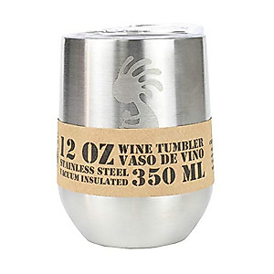 Aquapelli Vacuum Insulated Wine Tumbler, 12 Ounces, Stainless Steel