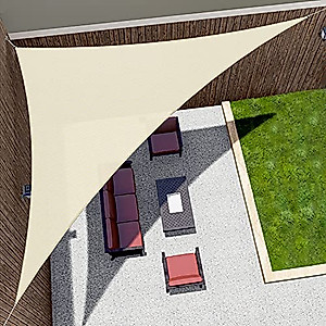 FLORALEAF Sun Shade Sail Right Triangle Permeable Canopy Awning for Patio Backyard Lawn Garden Outdoor Activities, Beige, 8'x8'x11.3'
