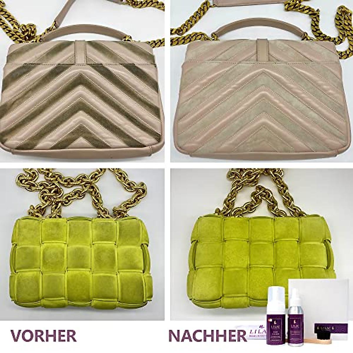 Lilac Premium Leather Care Set Swiss Made Professional Suede and Textile Care Products for Handbags (Suede and Textile Set), 5.4 Ounce