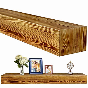 60 Inch Fireplace Mantel, Farmhouse Floating Fireplace Mantle, Wall Mounted Solid Rustic Wood Shelf, with Groove for Better Fireplace Decor and Frame Display (60" W x 8" D x 6" H)