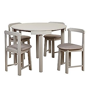 Target Marketing Systems Zuma Collection Compact Set 5-Piece Round Nesting Dining Table & Chairs, Gray