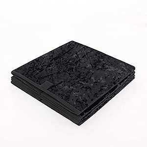 OHS Crushed Velvet Storage Boxes Pack Of 2 Decorative Home Tidy Organiser Collapsible Pop-Up Folding Cubes for Shelves Toys, Black