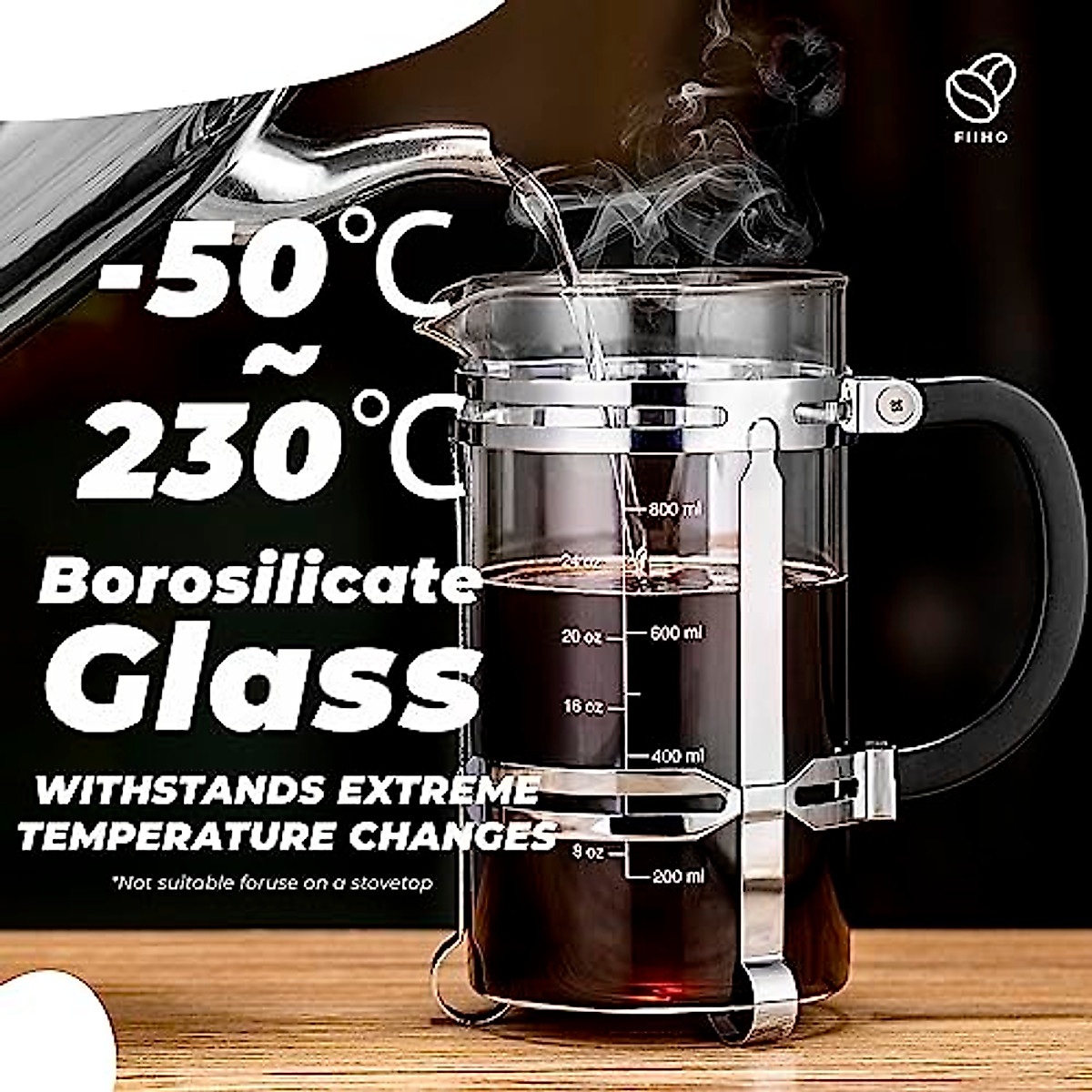 French Press Coffee and Tea Maker（34oz）,304 Stainless Steel Coffee Press with 4 Filters Screen-100% No Residue -German Heat-Resistant Borosilicate Glass- BPA FREE -Dishwasherable，Copper