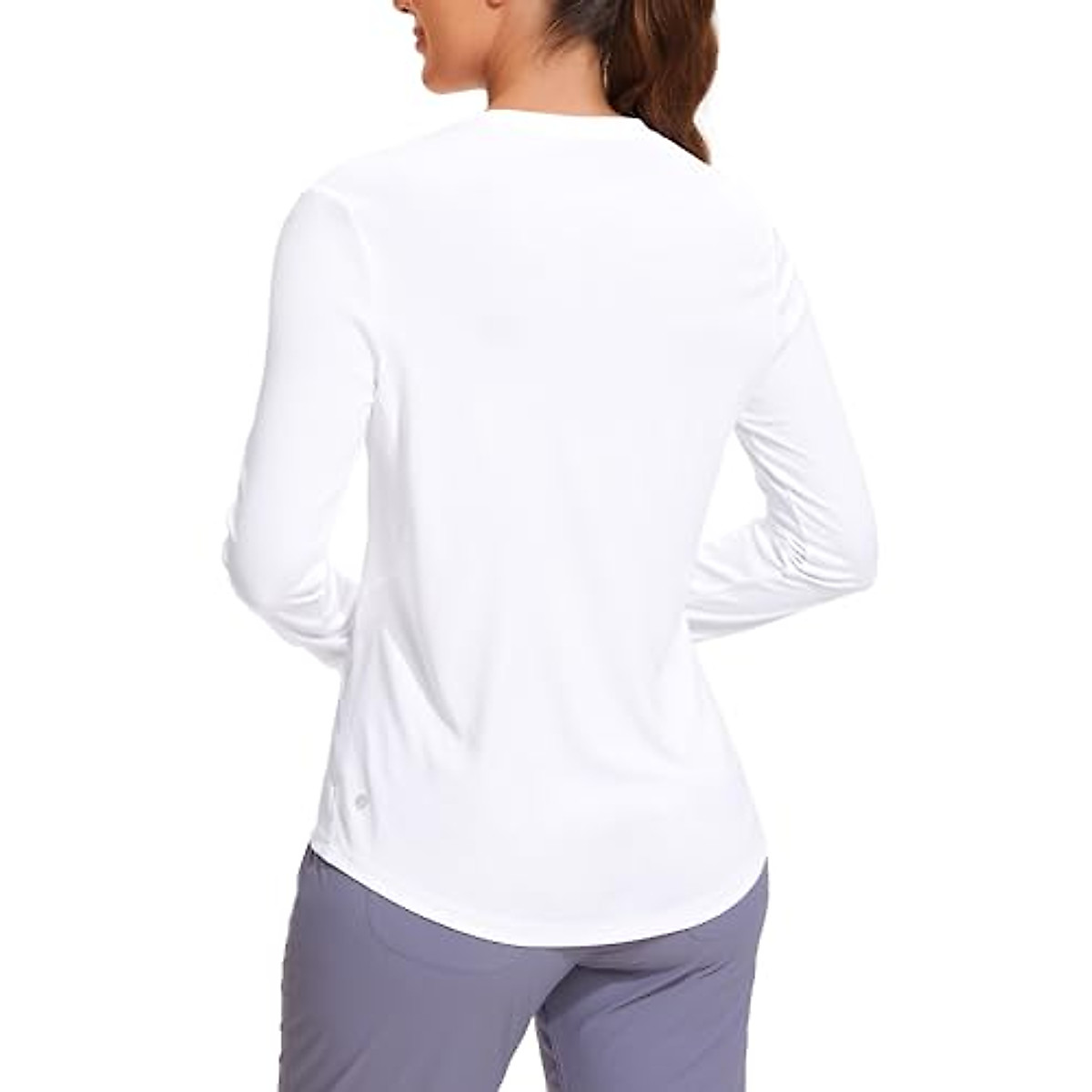 CRZ YOGA Womens UPF 50+ Sun Shirts Long Sleeve UV Protection Workout Tops Lightweight Quick Dry Outdoor Hiking Running Shirts White Small