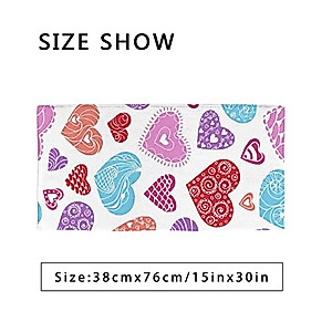 My Little Nest Doodle Boho Hearts Colorful Hand Towels Soft Bath Towel Absorbent Kitchen Fingertip Towel Quick Dry Guest Towels for Bathroom Gym Spa Hotel and Bar 30 x 15 Inch