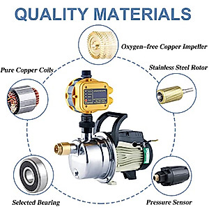 TDRSUPER 3/4 HP Shallow Well Pump with Smart Controller, 1056GPH, 110V, 550W Garden Water Pump, Automatic Booster System Pressurized Home, Garden, Lawn, Irrigation