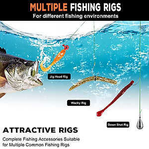 PLUSINNO 201pcs Fishing Accessories Kit, Fishing Tackle Box with Tackle Included, Fishing Hooks, Fishing Weights, Round Split Shot，Fishing Gear for Bass, Trout, Catfish