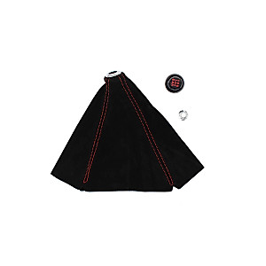 XtremeAmazing Black/Red Stitching Suede Manual Shifter Shift Boot Knob Cover + 5 Speed Manual Shift Knob with M10x1.5 Screw Nuts Adapter for JDM Honda Acura
