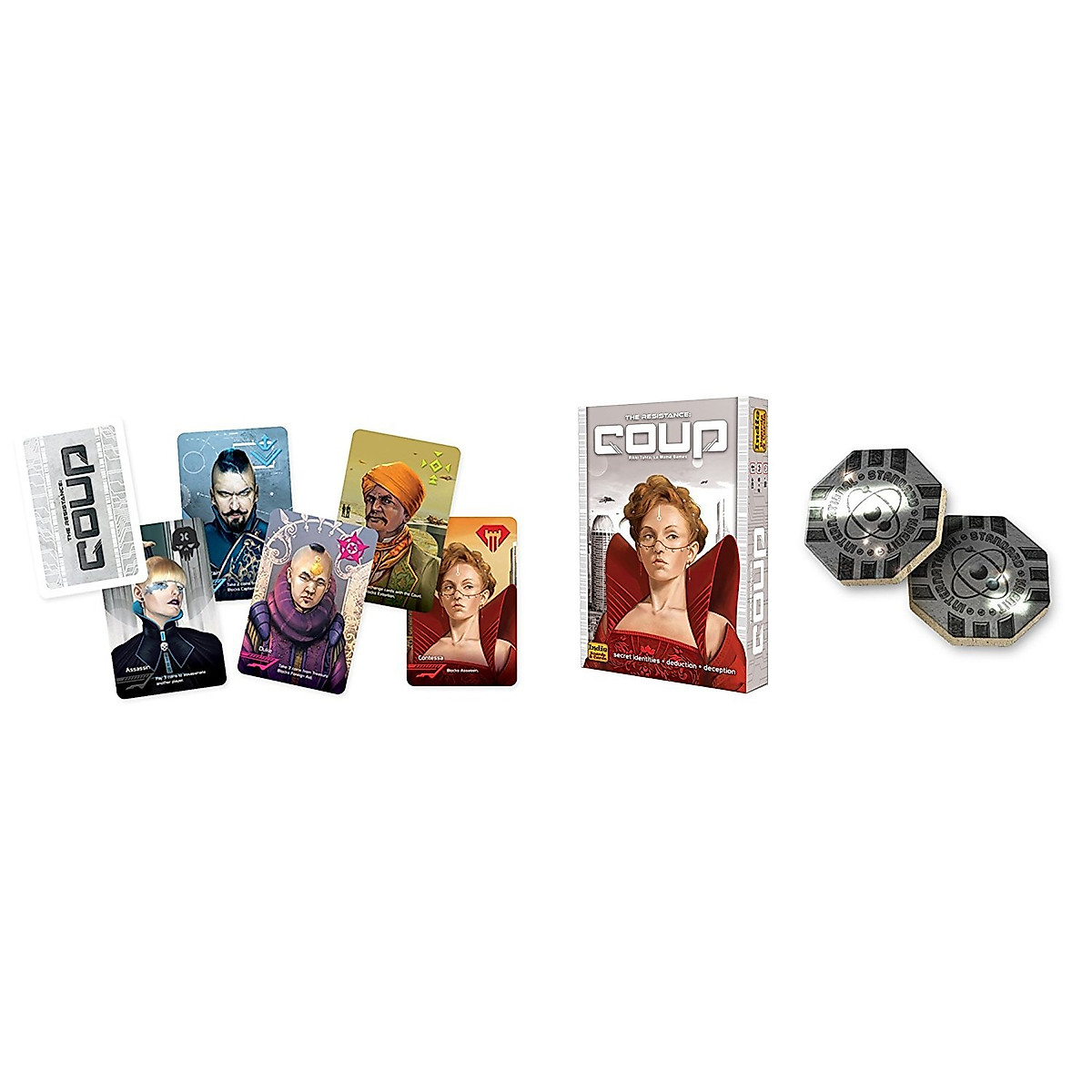 Coup Game Bundle Including Coup (The Dystopian Universe) and Coup Reformation Expansion by Indie Boards and Cards (2 Items)