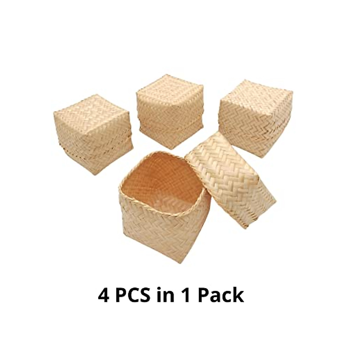 FOREVER 1 – Sticky Rice Basket 3.5 (3) x 3.5 (3) Inches, Kratip Bamboo Steamed Sticky Rice Container, Thailand Handmade Serving Basket, Original Bamboo Color, Thai and Laos Kratib for Home, Restaurant