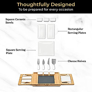 SMIRLY Bamboo Cheese Board and Knife Set: Extra Large Charcuterie Board Set & Accessories, Unique House Warming Gifts, New Home, Anniversary Wedding Gifts for Couple, Bridal Shower Gift for Women