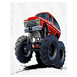 Singingin Ultra Soft Flannel Fleece Bed Blanket Cartoon Monster Truck Throw Blanket All Season Warm Fuzzy Light Weight Cozy Plush Blankets for Living Room/Bedroom 40" x 50"