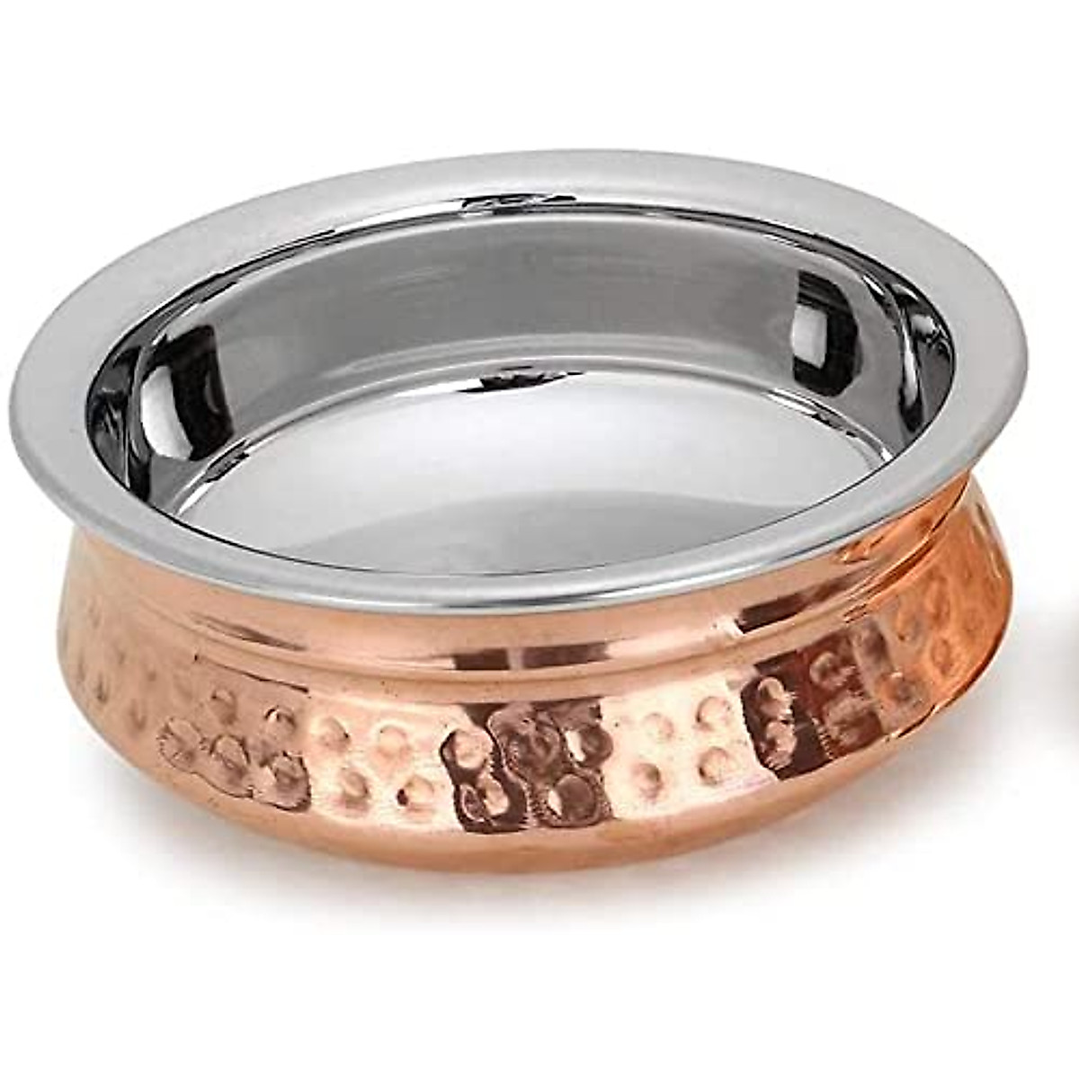Zap Impex Copper Tableware Serving Bowl Indian Serveware Handi Set Tureen Copper Stainless Steel Serving Dishes (15 cm) set of 4