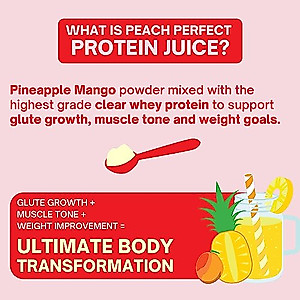 Peach Perfect Protein Juice | 30 Servings | Protein Powder for Women, Muscle Builder & Weight Management, Pineapple Mango, Meal Replacement Shake, Protein Water, Clear Whey, Booty Building Protein