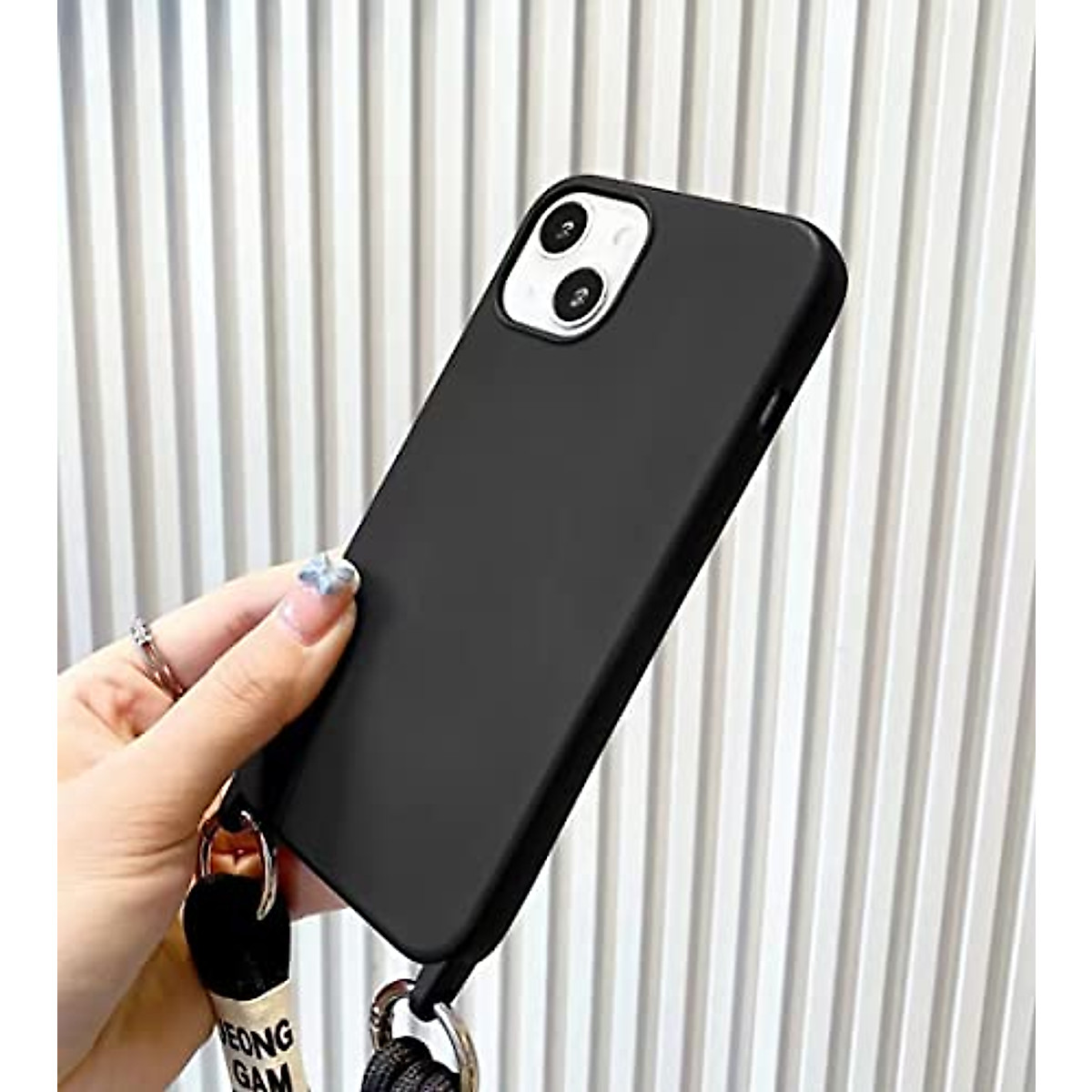 CQUUKOI Crossbody Phone Case for iPhone 13 Pro Max Lanyard Silicone TPU Phone Cover with Detachable Necklace Strap Anti-Drop Protective Cover for iPhone 13 Pro Max Women Men Black
