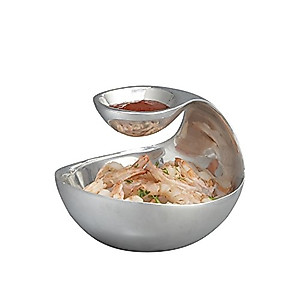 nambe Scoop Server, Mini | Two-Tiered Chip and Dip | Cold & Hot Appetizer Serving Bowl | Made of Metal Alloy | 7” D x 5.5” H | Designed by Wei Young (Silver)