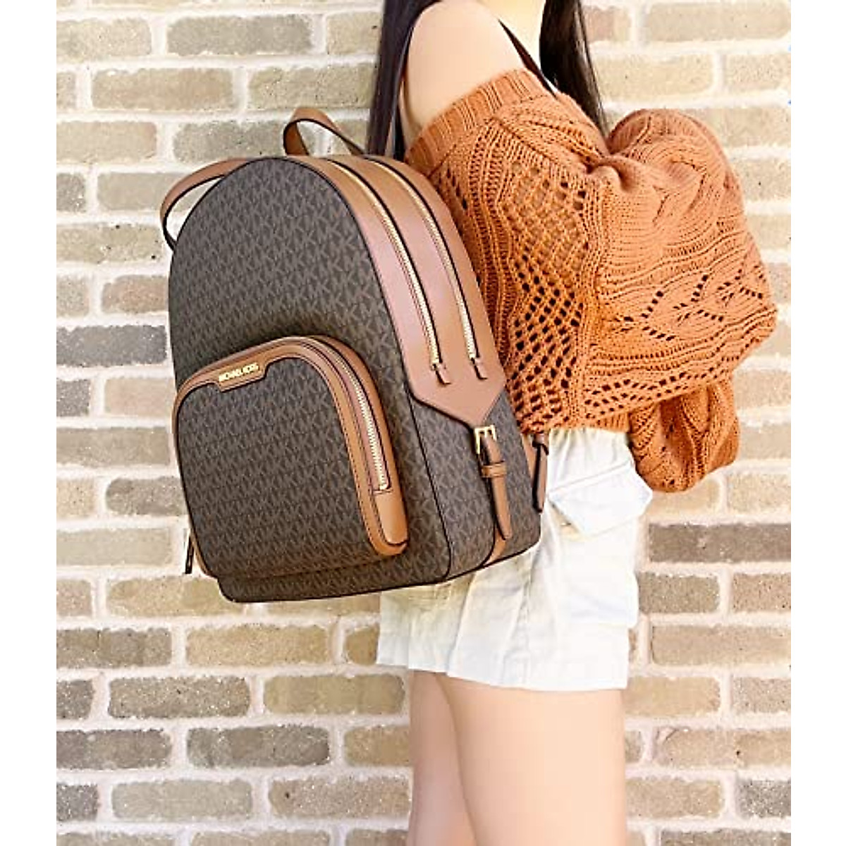 Michael Kors Jaycee Logo Backpack (Brown)