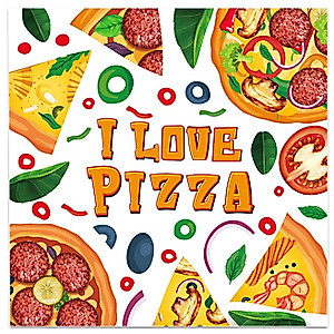 CC HOME Pizza Party Themed Party Supplies Pack Pizza Party Decorations Party Pack- Serves 16 - Includes Pizza Party Plates Cups Napkins
