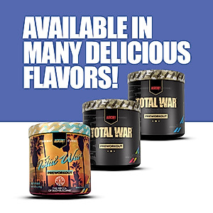 REDCON1 Total War Pre Workout Powder, Blue Raspberry - Beta Alanine + Citrulline Malate Keto Friendly Preworkout for Men & Women with 320mg of Caffeine - Fast Acting (30 Servings)