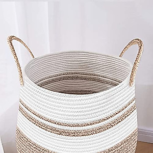 Astarama Large Laundry Hamper, Woven Rope Laundry Basket, 105L Blankets Storage Basket with Heavy Duty Handles for Clothes and Toys in Bedroom, Nursery Room, Bathroom
