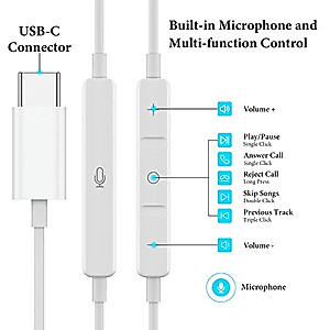 2-Pack USB-C Headphones for iPad Pro Samsung Galaxy Google Pixel Oneplus Huawei Sony...